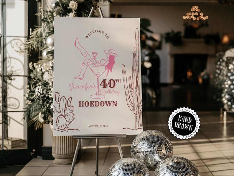40th Birthday Hoedown Welcome Sign for Party | Editable Template ...