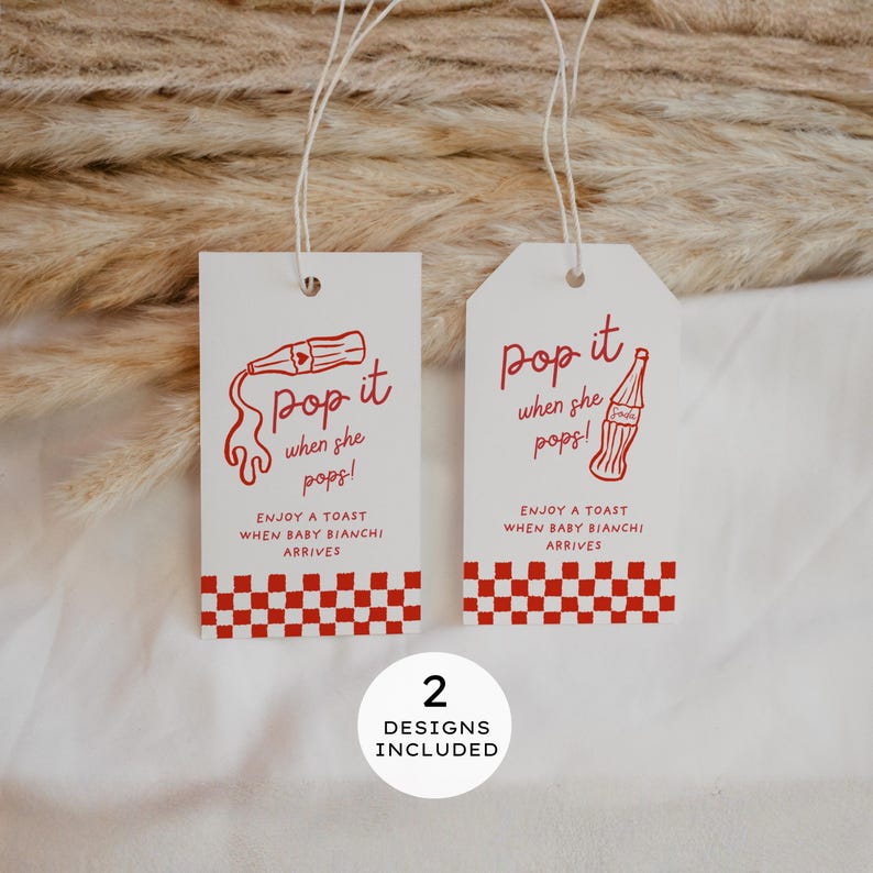 Pop It When She Pops Baby Shower Champagne Bottle Favor Tag, Editable ...
