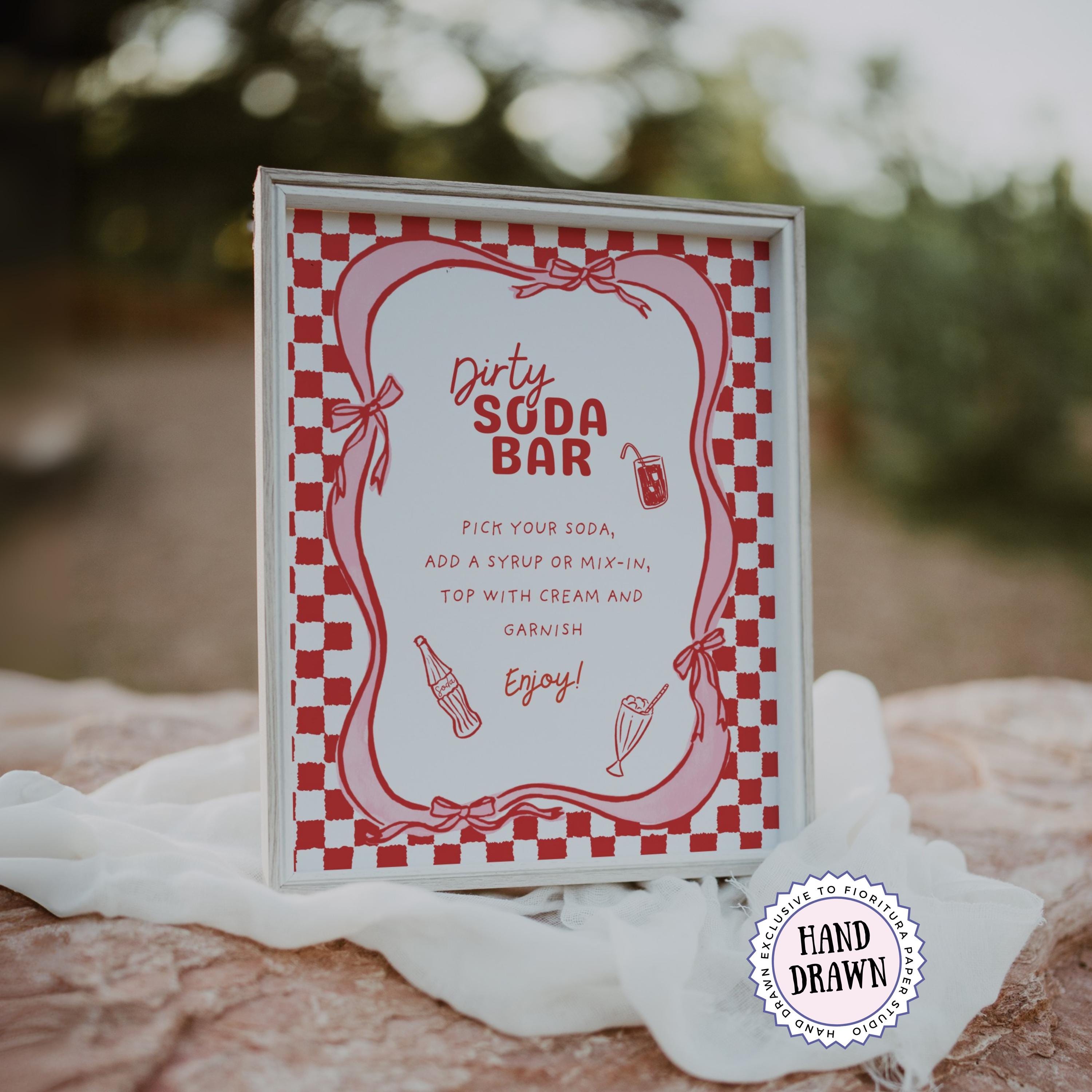 Ready to Pop Dirty Soda Bar Sign, 50s Retro Baby Shower Bar Menu ...