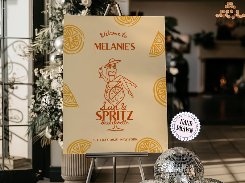 Sun and Spritz Bachelorette Welcome Sign | Love at First Spritz Canva ...