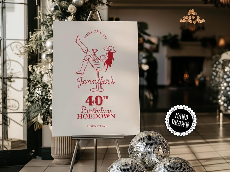 40th Birthday Hoedown Welcome Sign Template | Reckless in Texas, 40th ...