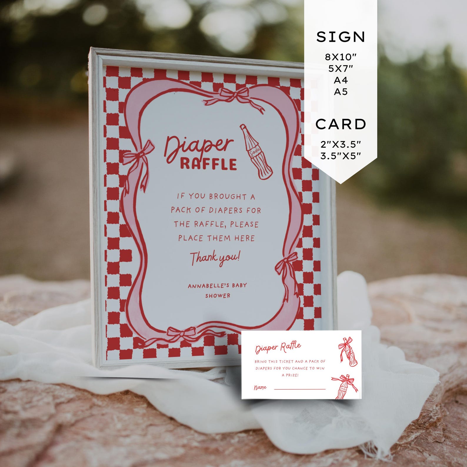 She's Ready to Pop Baby Shower Diaper Raffle Sign and Card Templates ...