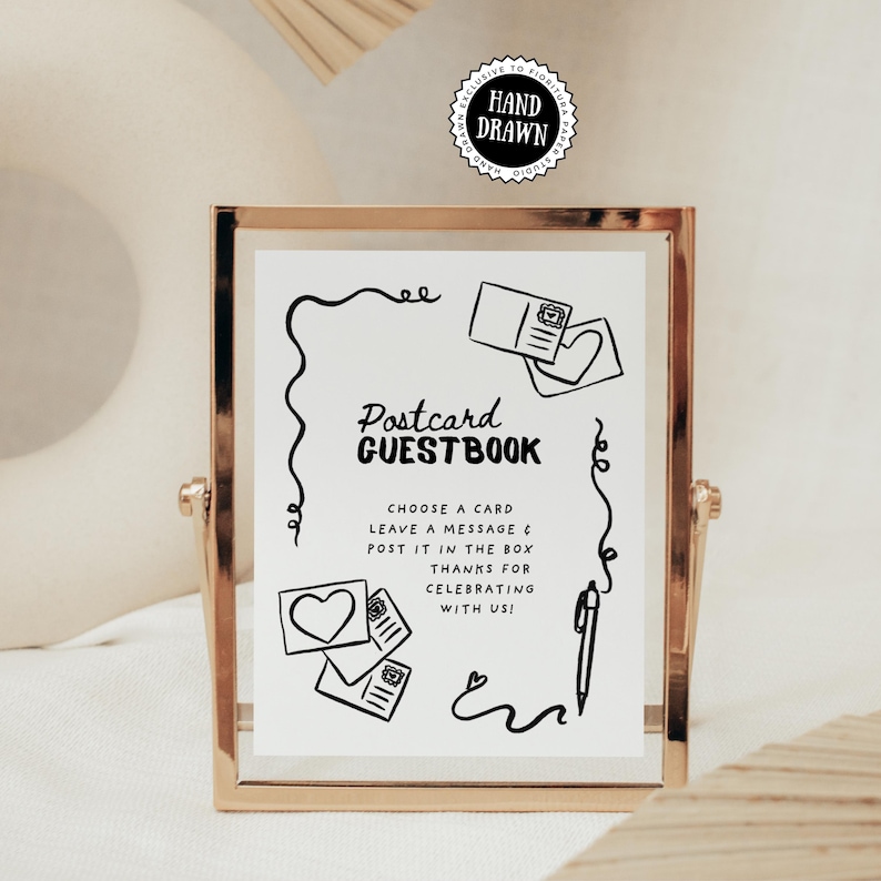 Postcard Guestbook Sign, Editable Canva Wedding Template, Sign Our ...