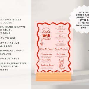 Soda Bar Sign Template Instructions & Recipes, Fun Modern Customisable ...