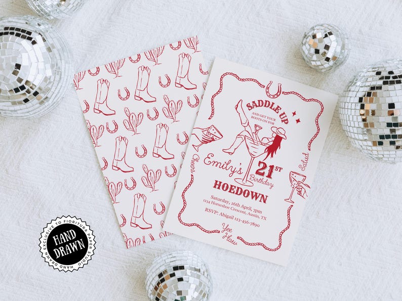 21st Birthday Hoedown Invitation Template, Cheers to 21 Years, 21st ...