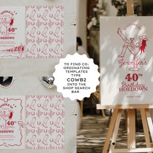 40th Birthday Hoedown Welcome Sign for Party | Editable Template ...