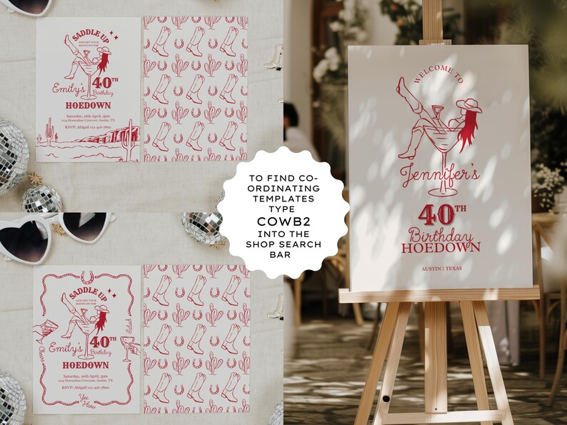 40th Birthday Hoedown Welcome Sign for Party | Editable Template ...
