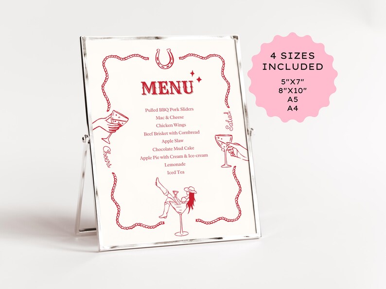 40th Birthday Hoedown Menu Sign Template, Reckless in Texas 40th Rodeo ...