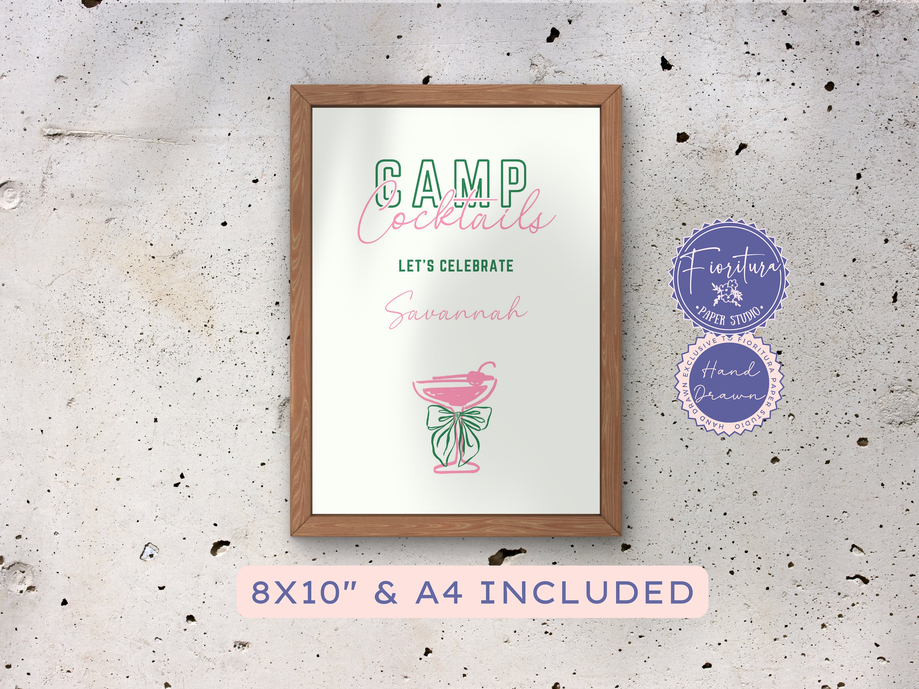 Camp Cocktails Sign for Bachelorette & Bridal Shower, Editable Canva ...