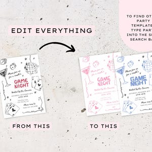 Couple Games Night Party Invite Template, Black Red Fun Whimsical Hand ...