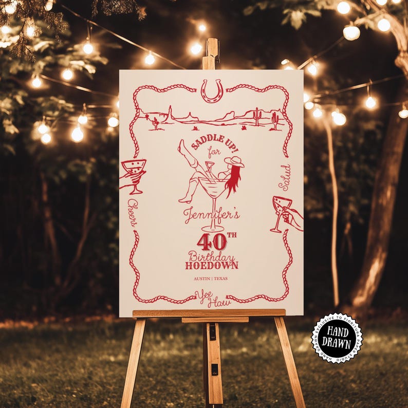 40th Birthday Hoedown Welcome Sign for Party | Editable Template ...