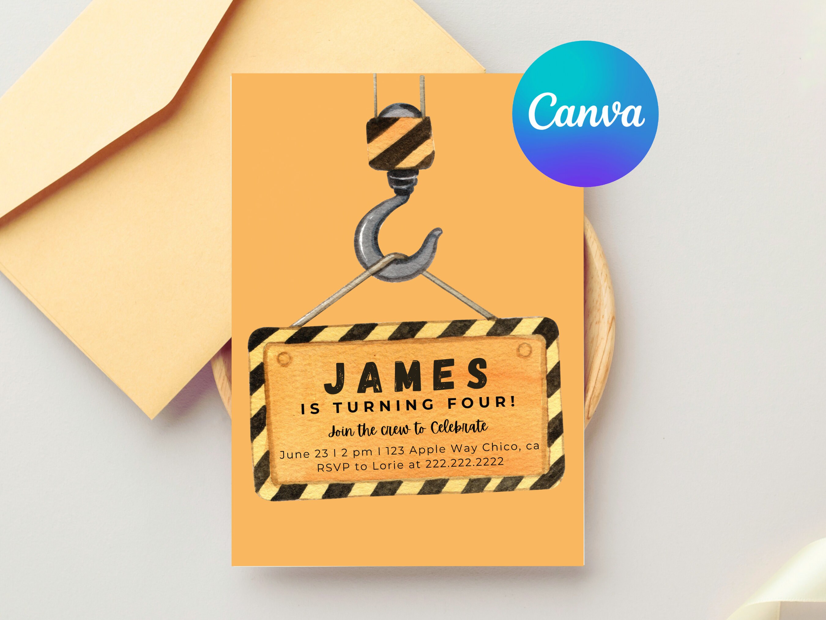 Editable Construction Party Invitation, Construction Birthday Invite ...