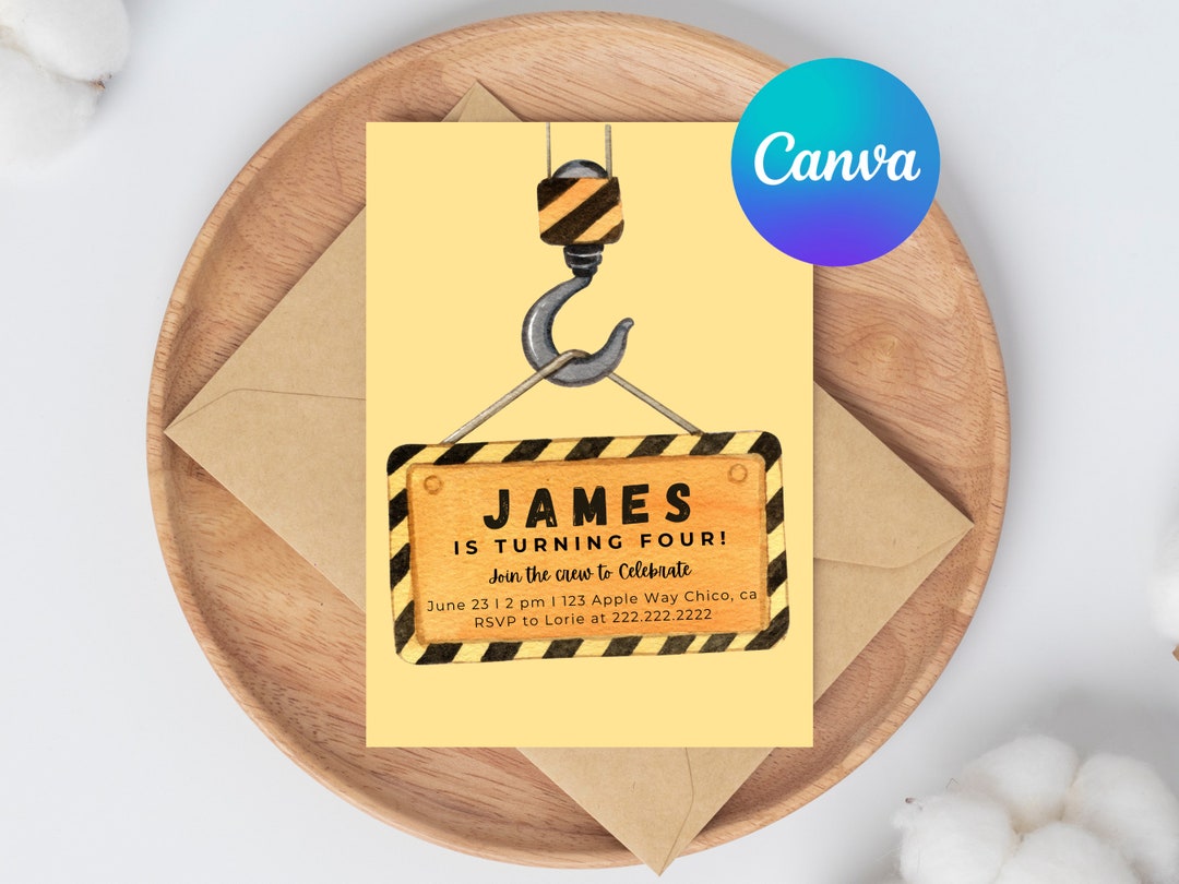 Editable Construction Party Invitation, Construction Birthday Invite ...