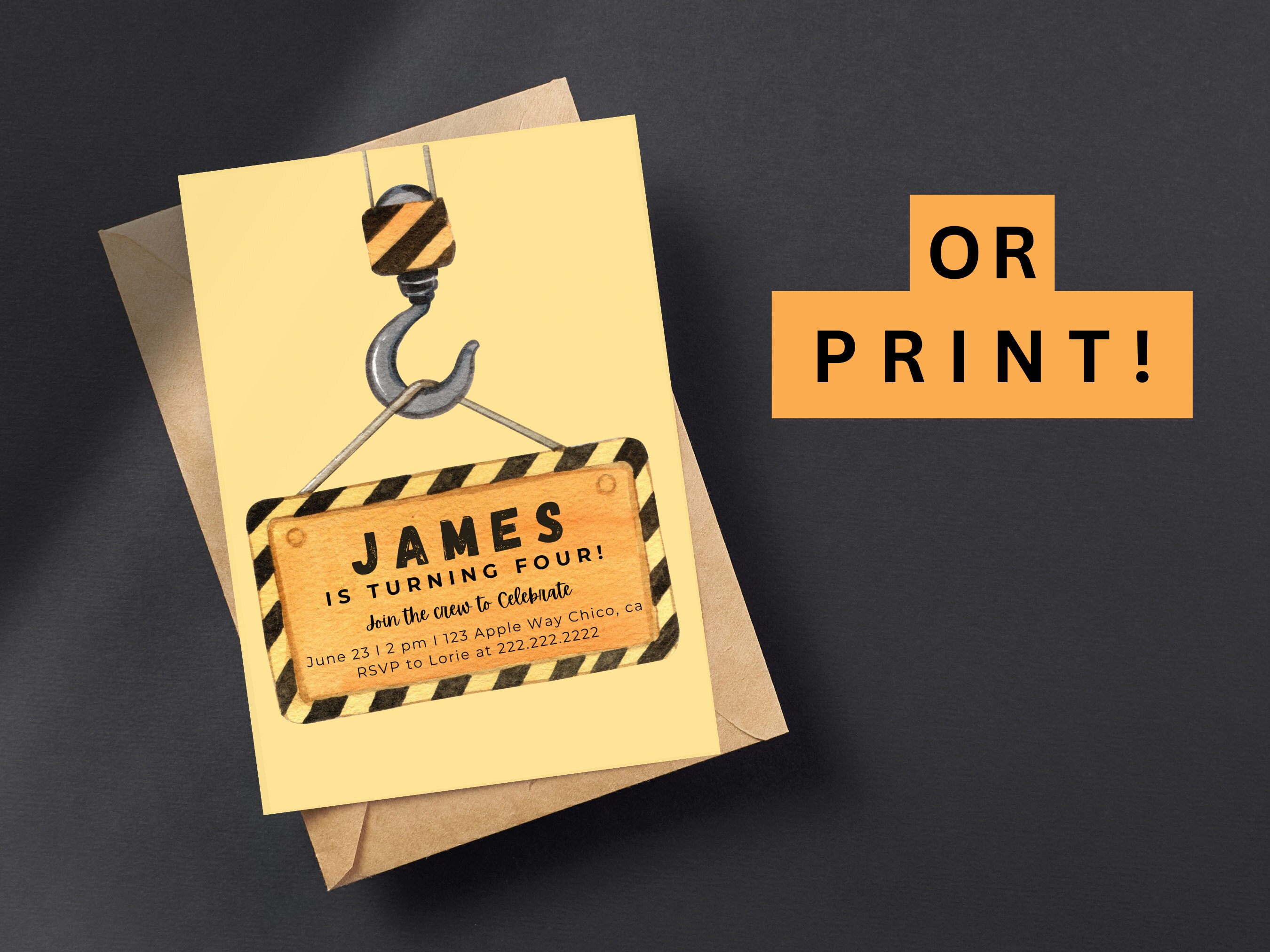 Editable Construction Party Invitation, Construction Birthday Invite ...