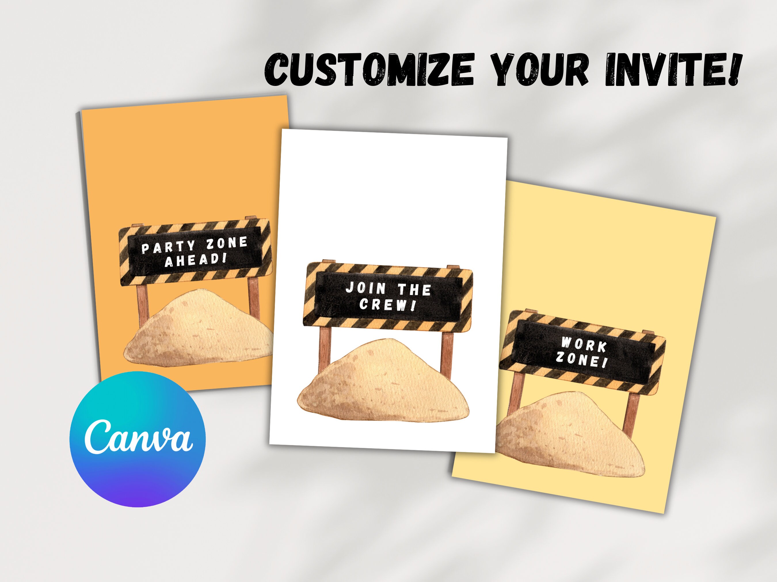 Editable Construction Party Invitation, Construction Birthday Invite ...