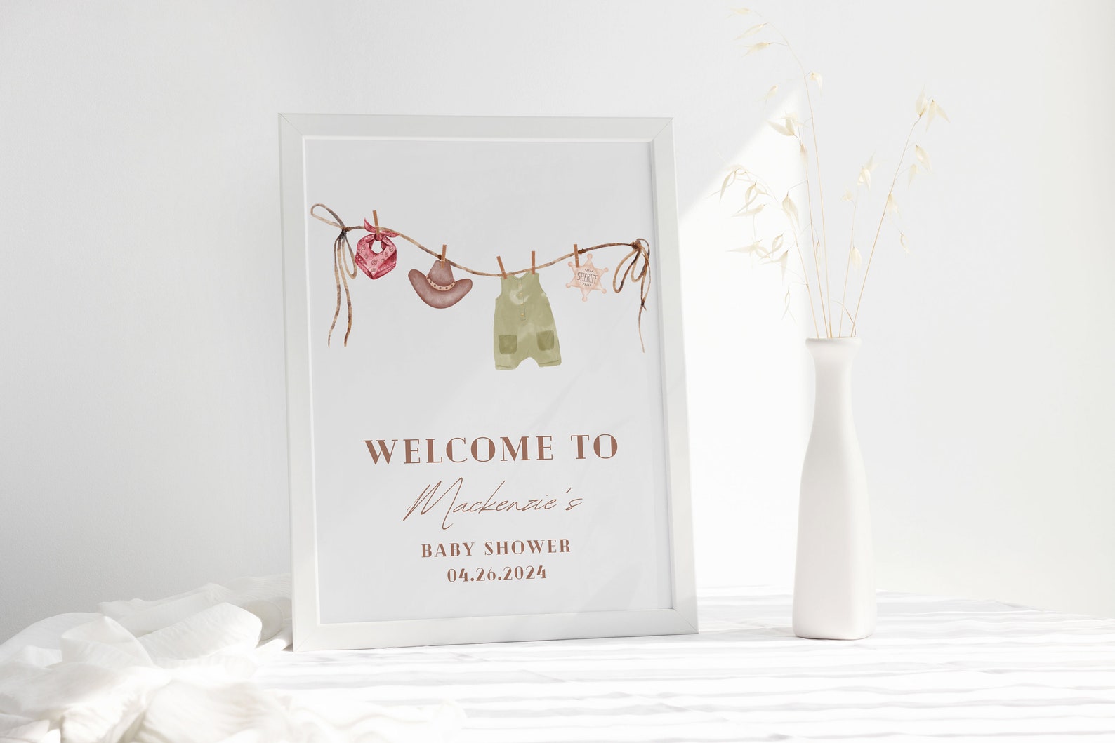 Cowboy Baby Shower Welcome Sign | Printable Western Baby Shower Decor ...
