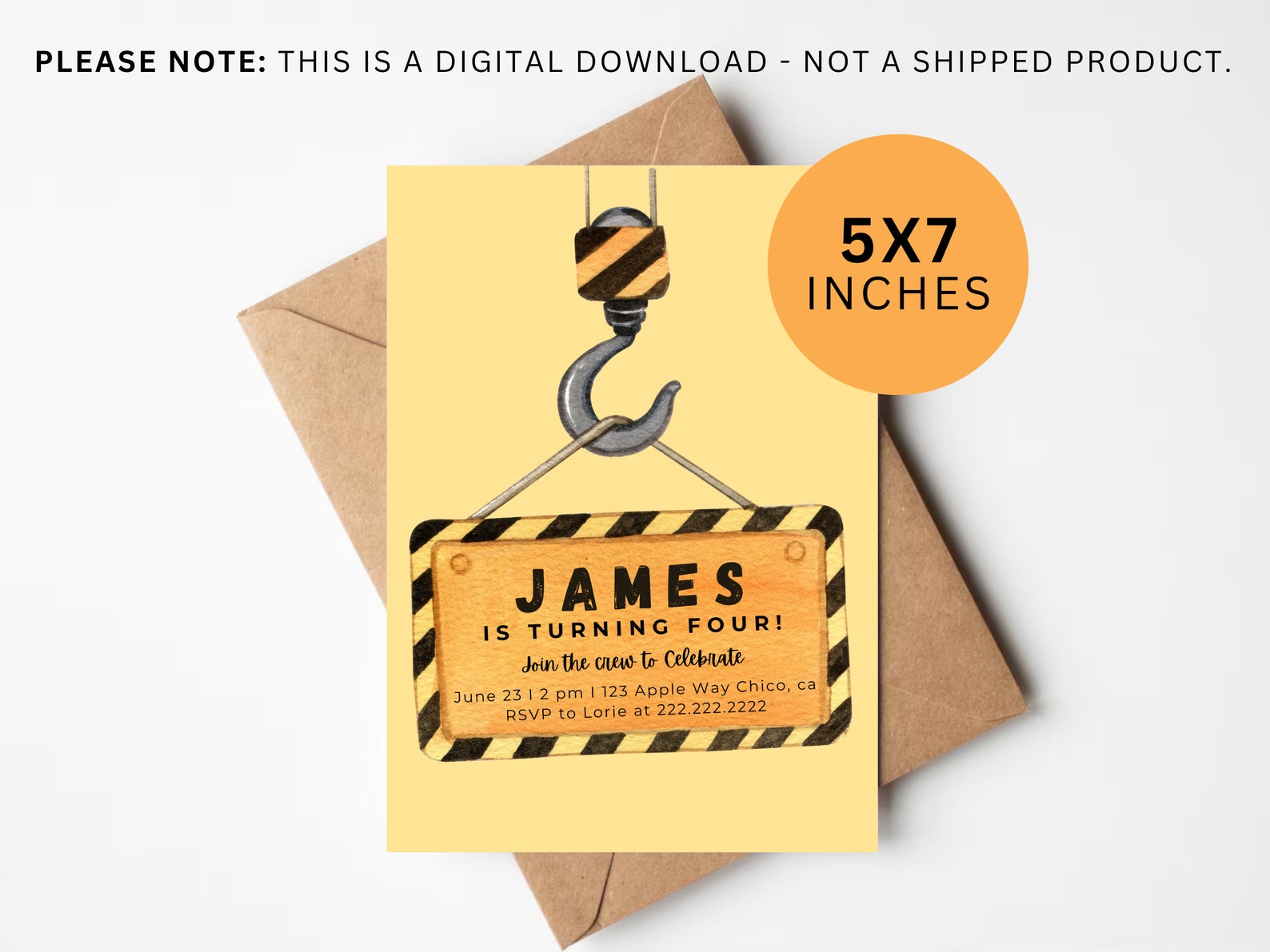 Editable Construction Party Invitation, Construction Birthday Invite ...