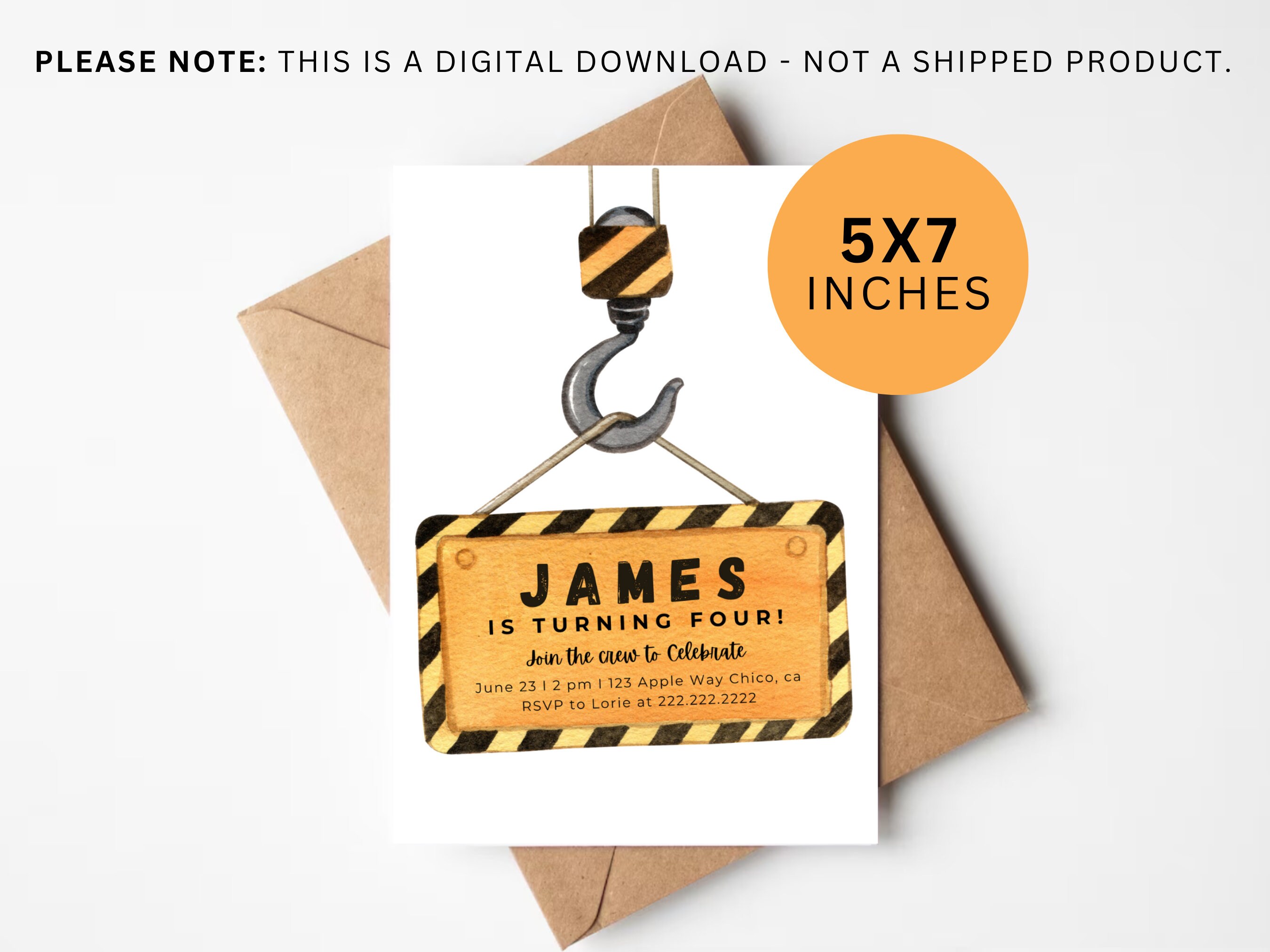 Editable Construction Party Invitation, Construction Birthday Invite ...