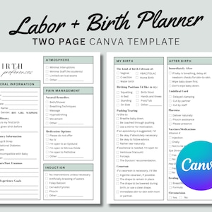 Birth Plan Template Editable, Birth Preferences, Printable Birth Plan ...