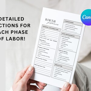 Editable Birth Plan, Birth Plan Template, Birth Preferences, Printable ...