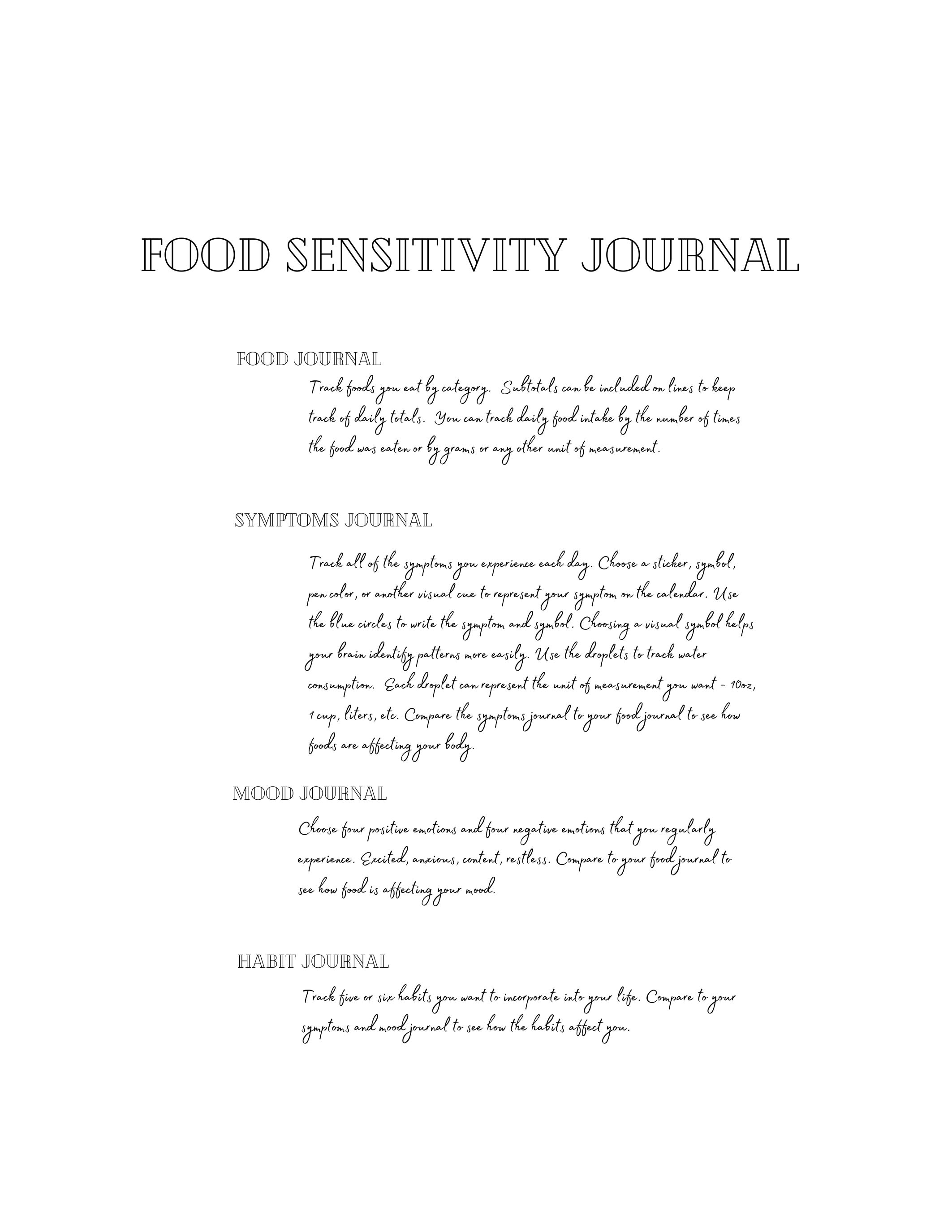 Food Sensitivity Tracker - Etsy