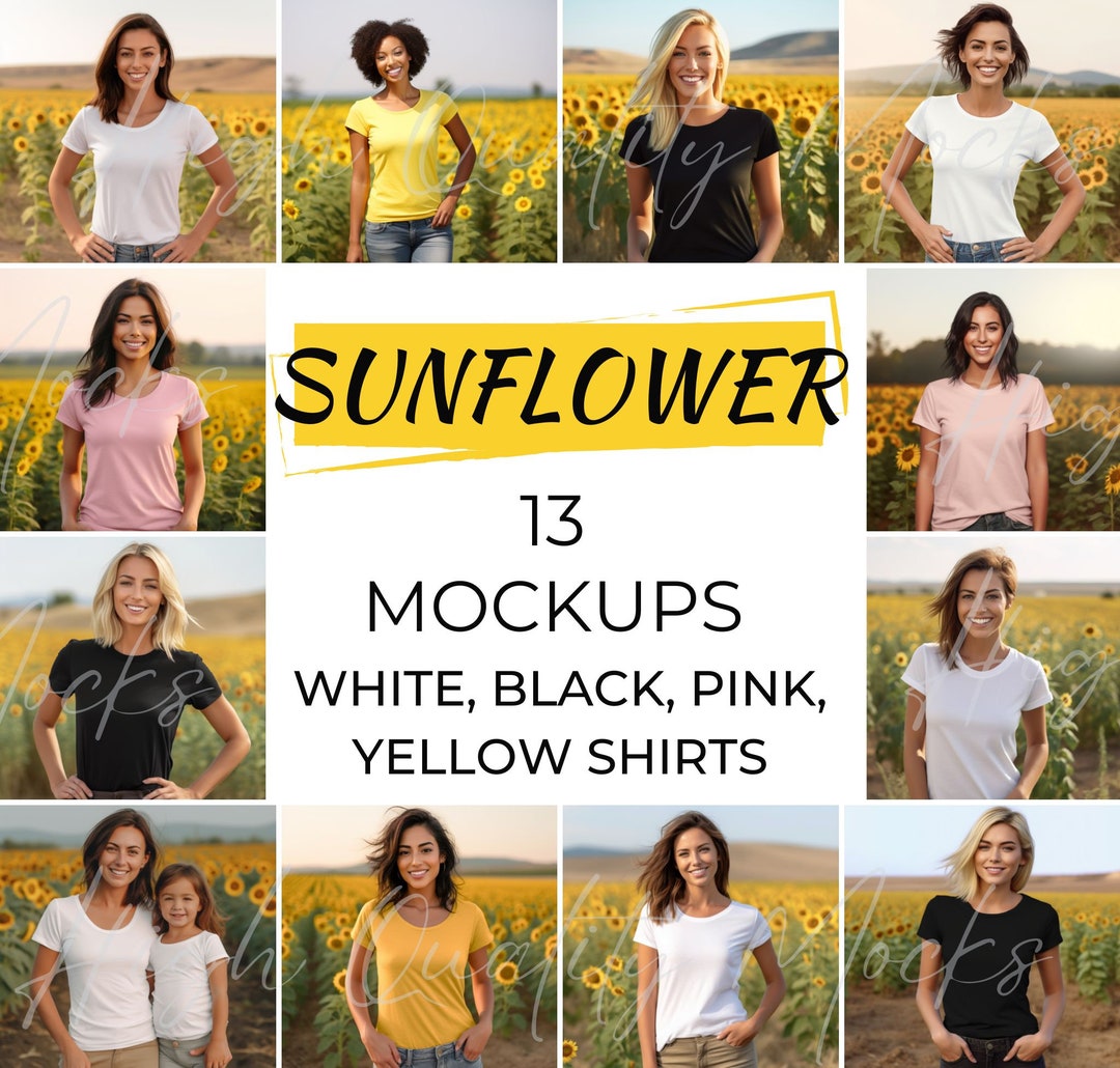 Sunflower Tshirt Mockup Bundle, Girl Tshirt Mockup, Mommy and Me Mockup ...