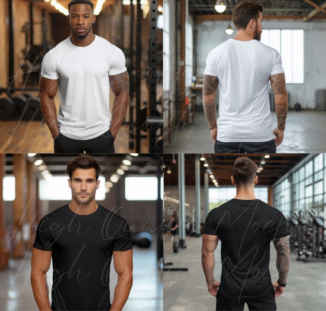 Gym Tshirt Mockup Bundle, Gym Shirt Mockups, Shirt Mockup Gym, Mens ...