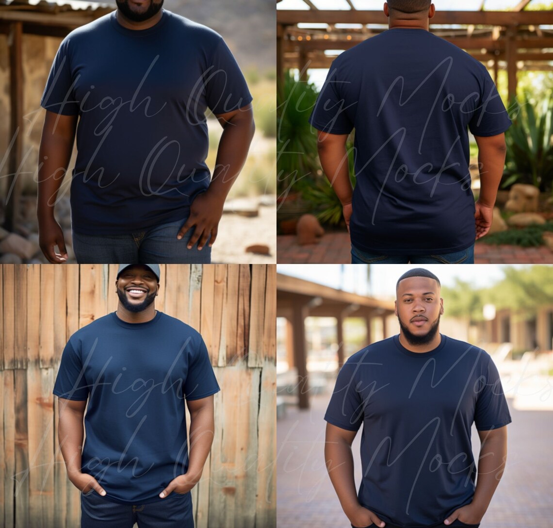 Male Plus Size Model Mockup Bundle, Plus Size Tshirt Mockup, Plus Sized ...