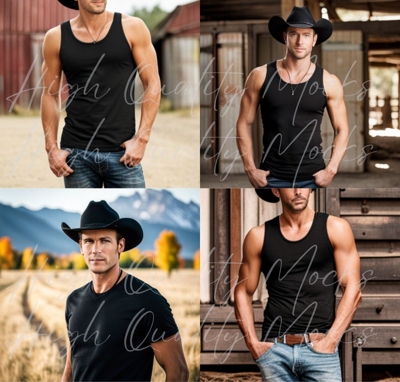Cowboy Mockup Bundle, Male Mockup, Western Tshirt Mockup, Manly Mockup ...