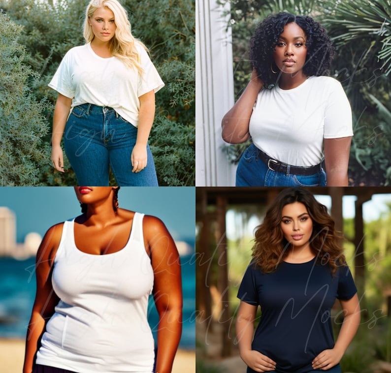 Plus Size Model Mockup Bundle, Plus Size Tshirt Mockup, Plus Sized ...
