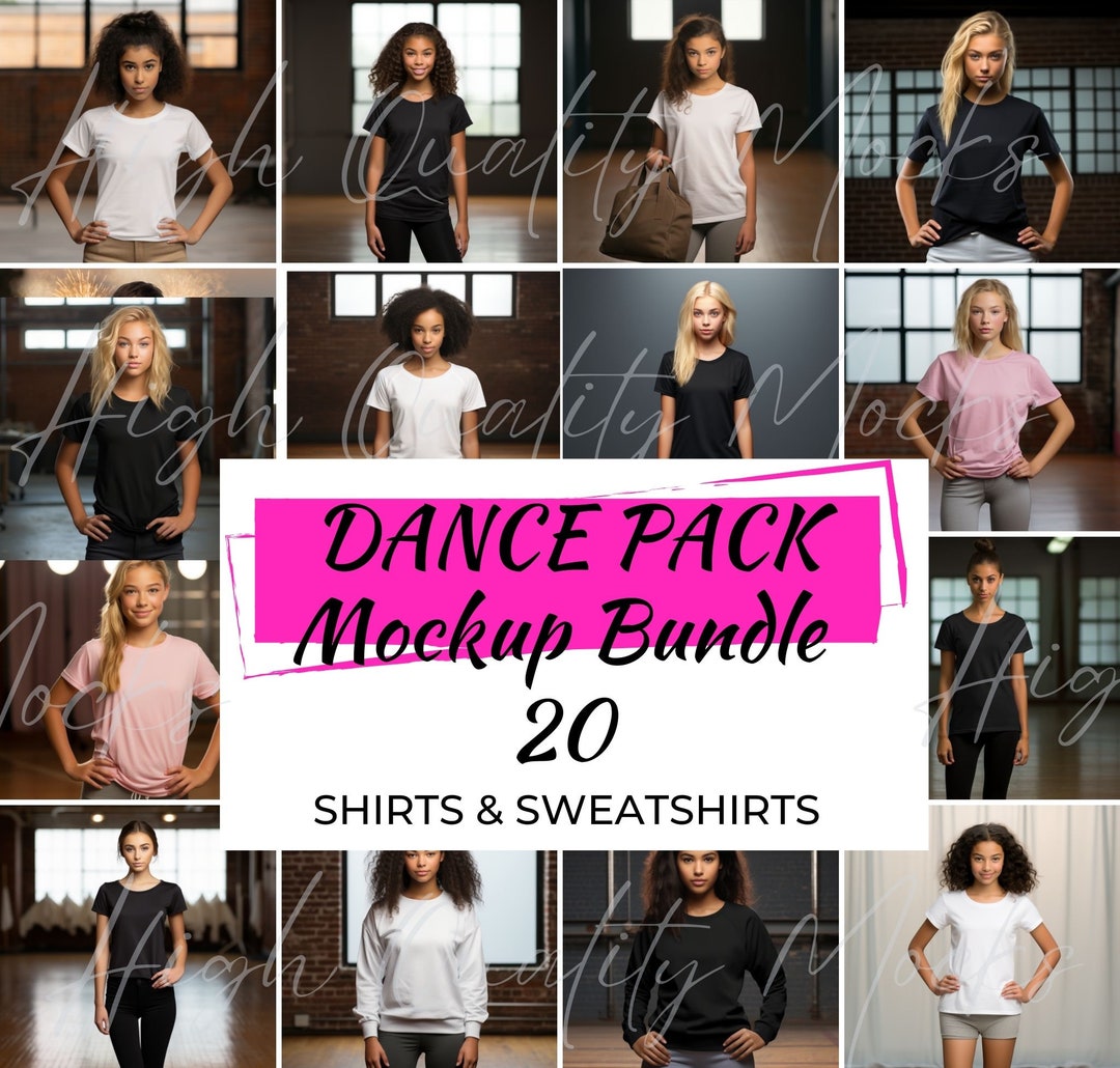 Dance Tee Mockup Bundle, Kids T Shirt Mockup, Dance Shirt Mockup, Dance ...