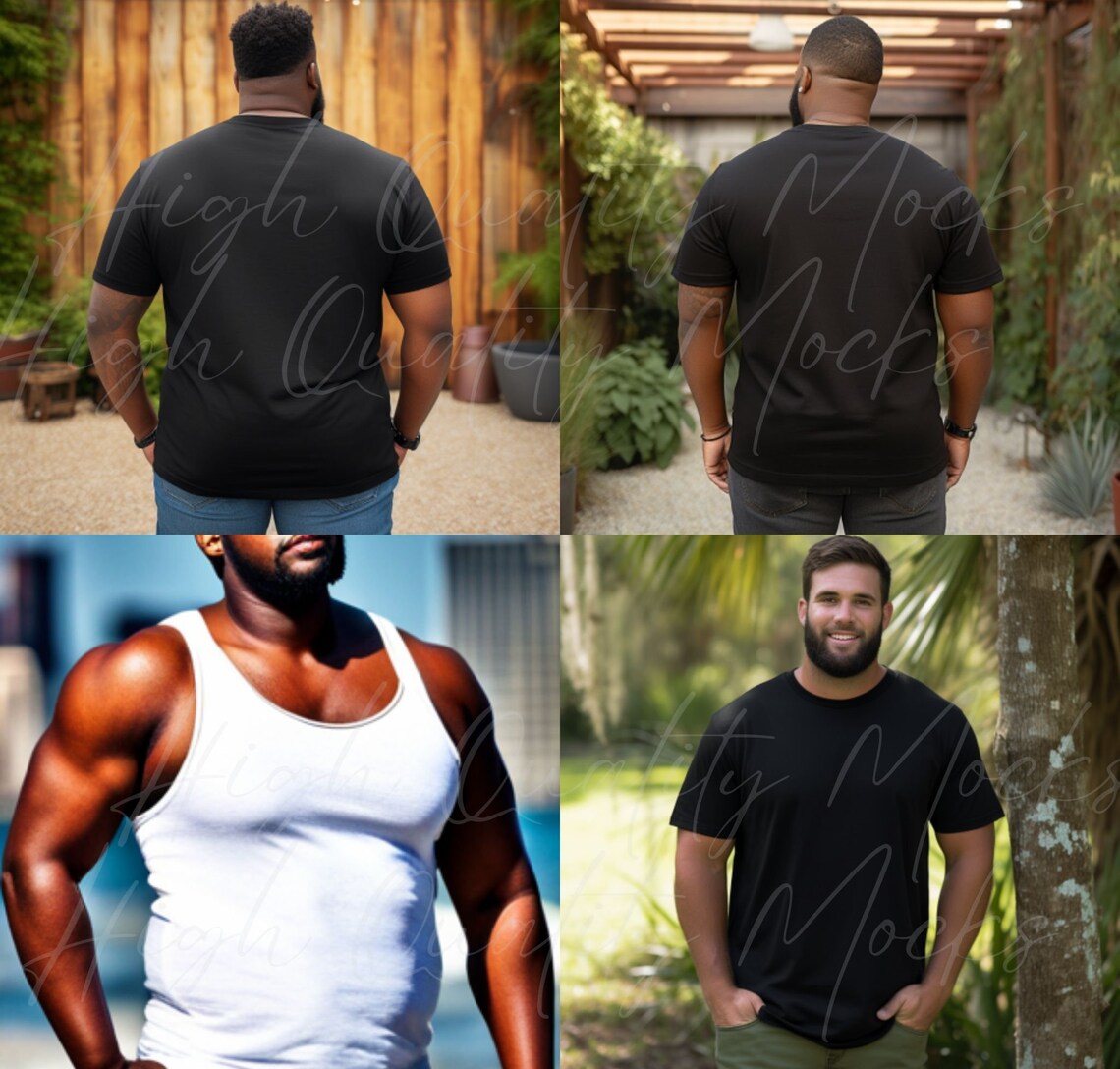 Male Plus Size Model Mockup Bundle, Plus Size Tshirt Mockup, Plus Sized ...