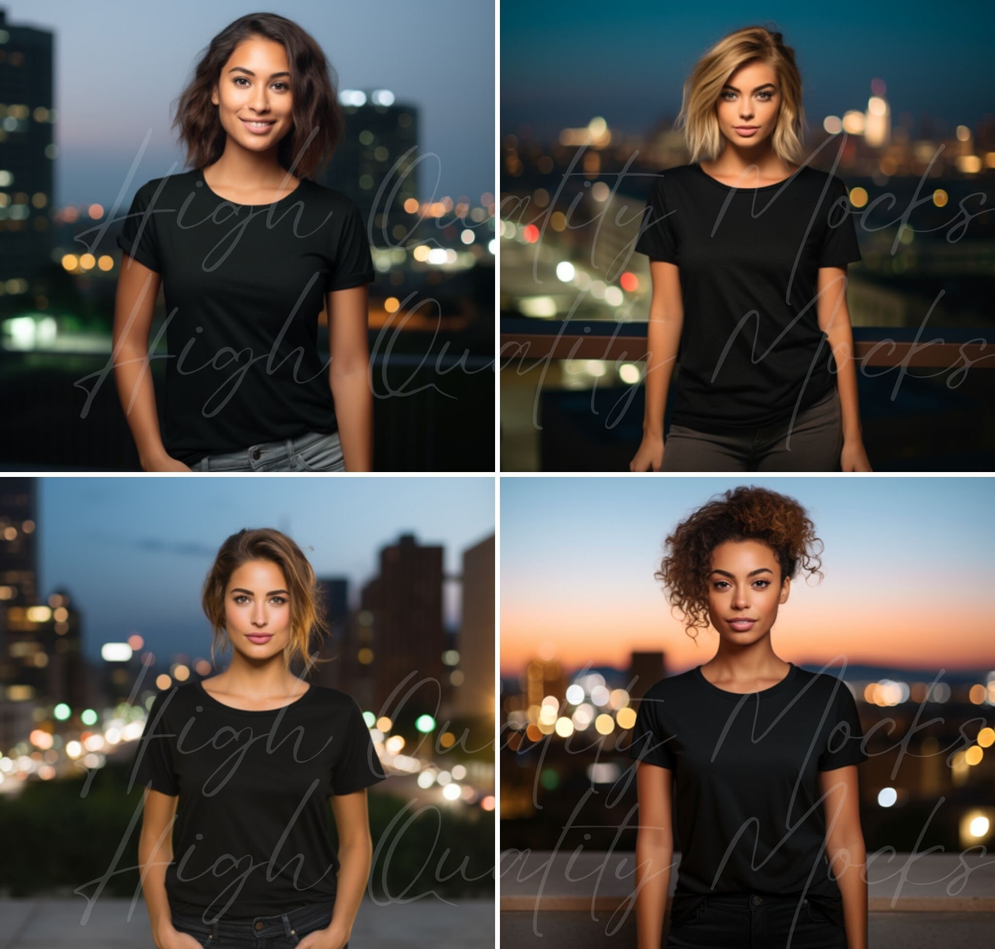 Urban Mockup Bundle, City T-shirt Mockup Bundle, Black Shirt Mockup ...