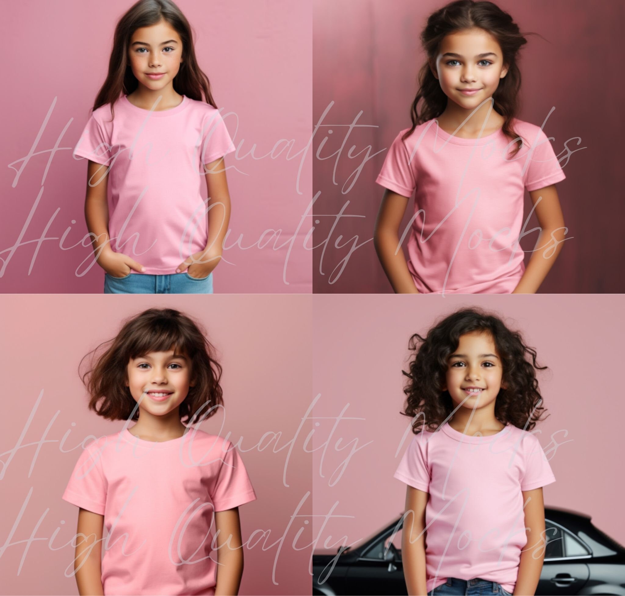 Girls Pink Shirt Mockup Bundle Kid Shirt Mockup Pink Pink - Etsy