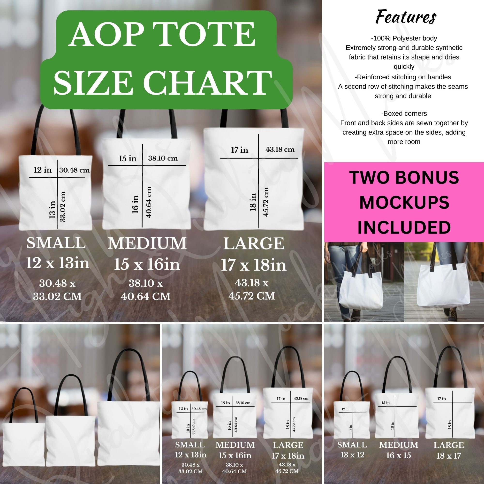 Tote Bag Mockup Size Chart AOP Tote Bag Mockup Size Chart - Etsy