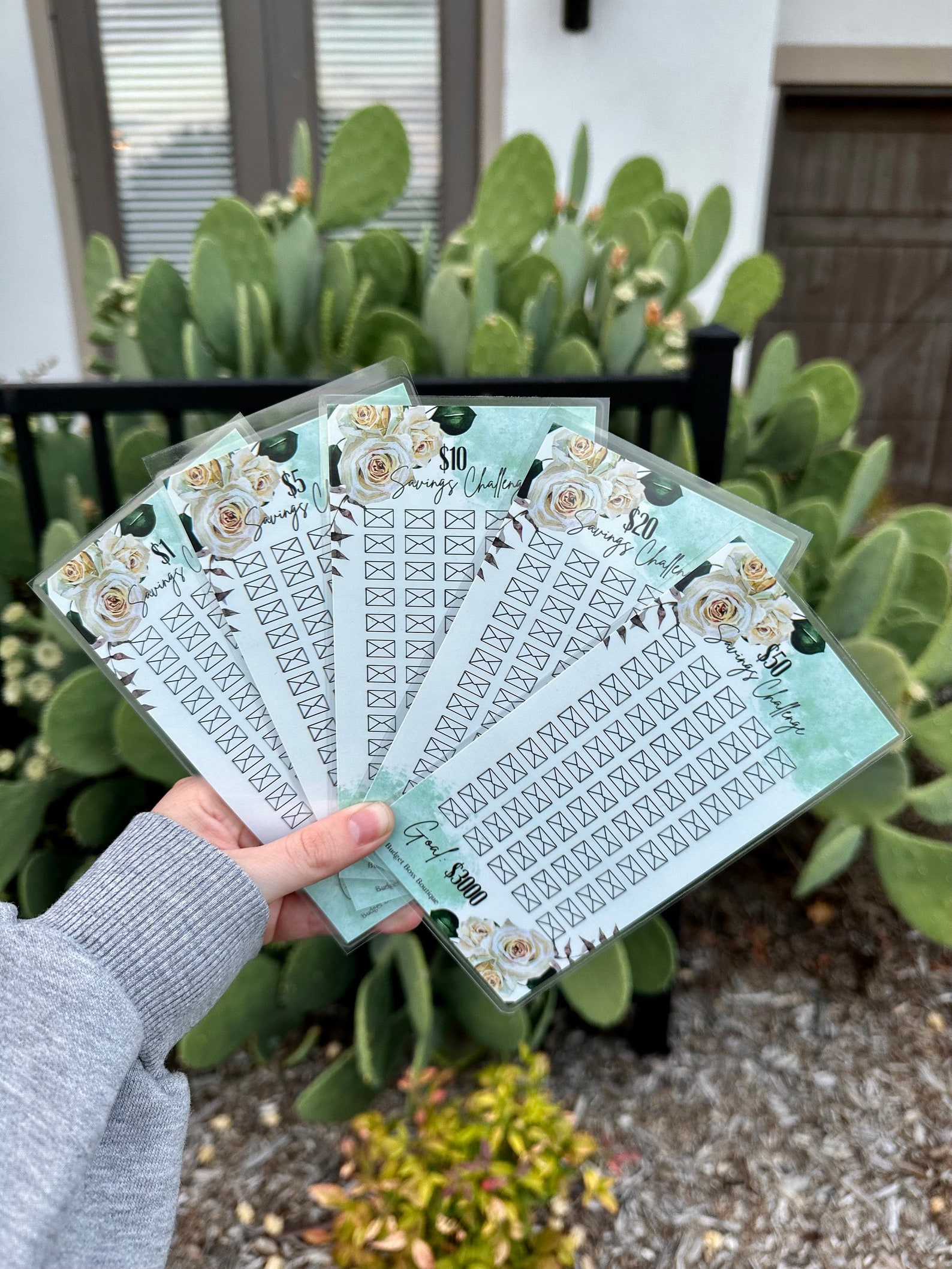 Laminated Savings Challenge Insert Floral Design A6 Envelope Insert ...