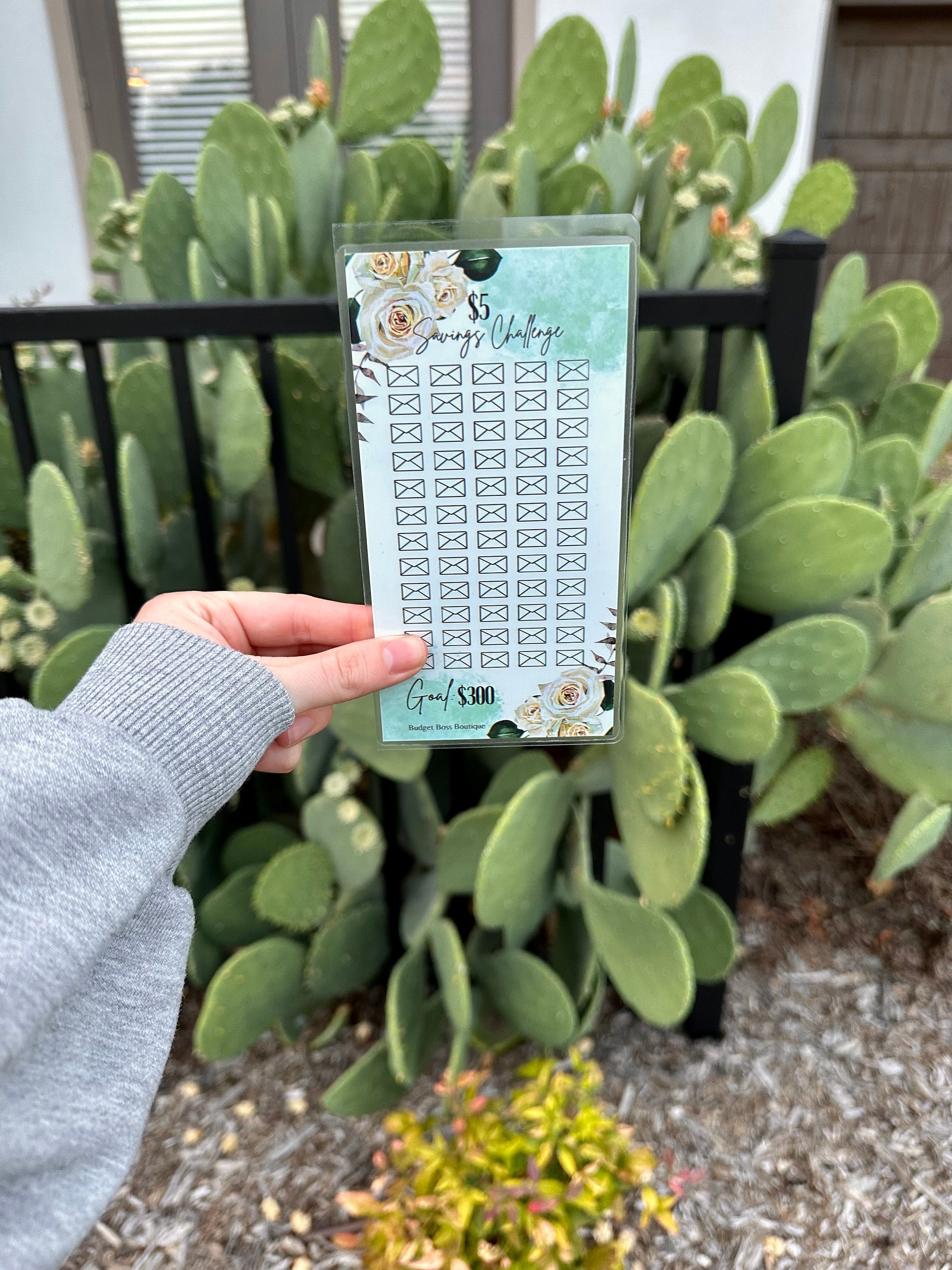 Laminated Savings Challenge Insert Floral Design A6 Envelope Insert ...