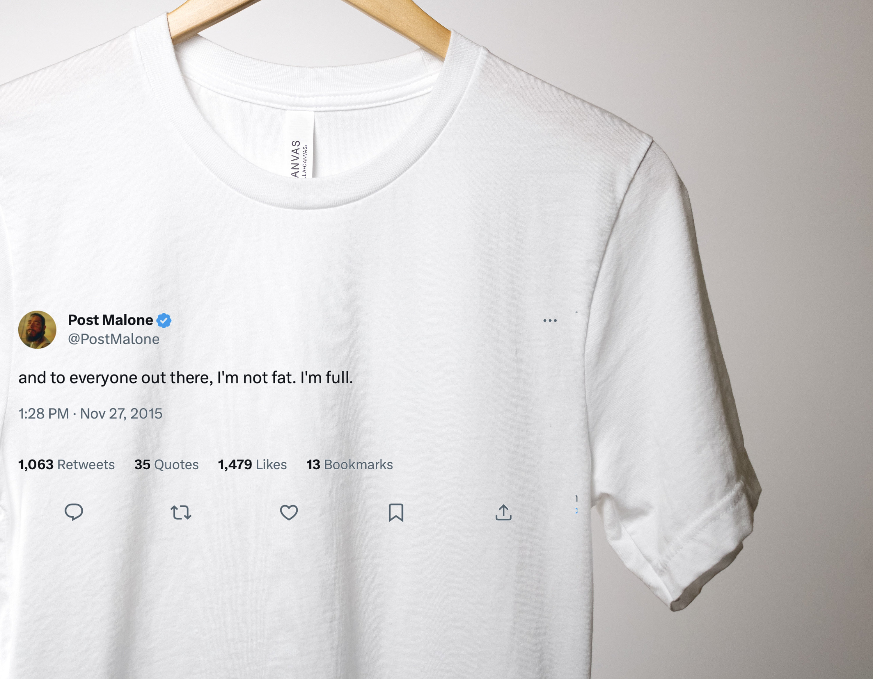 Post Malone Tweet, Im Not Fat, I'm Full, Twitter Shirt, Funny Tweets ...