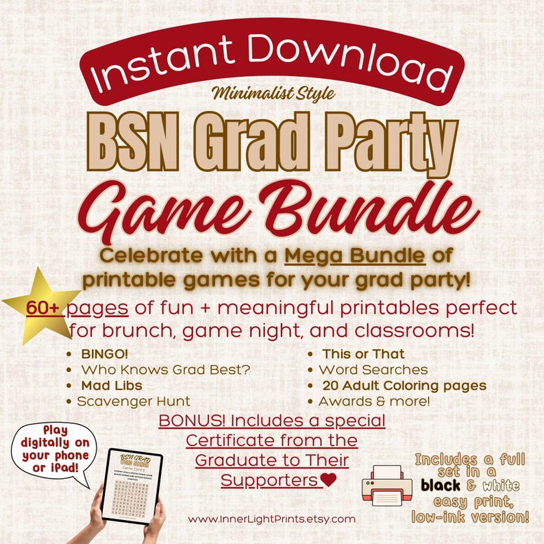 BSN Graduation Mega Bundle Printable Games RN 2025 Graduate Party ...