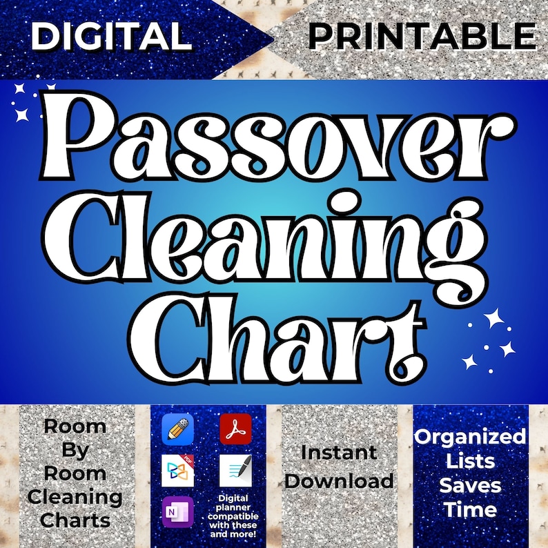 Passover Cleaning Checklist Charts 2024 Instant Download Digital ...