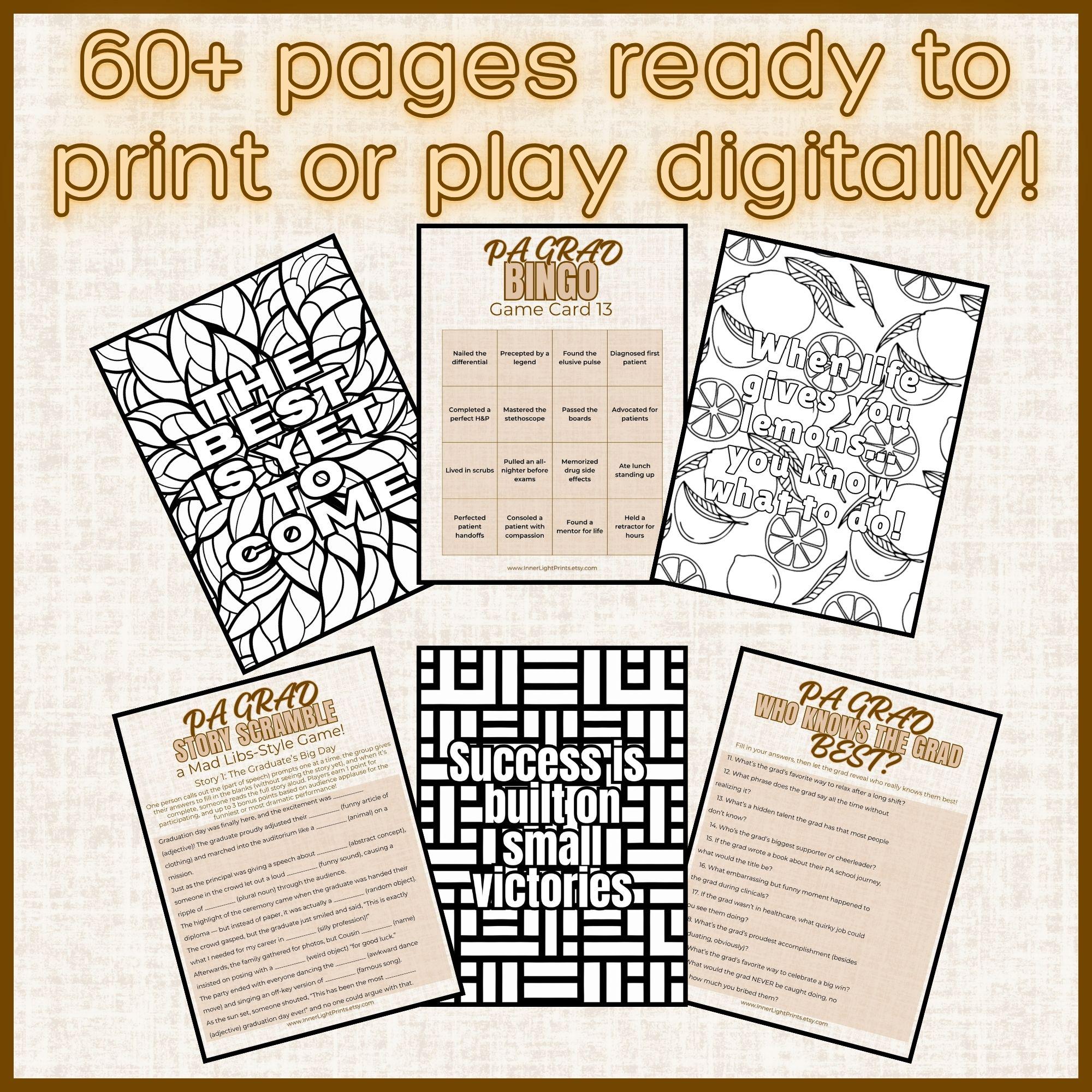 PA Graduation Mega Bundle Printable Games Physician Assistant Graduate ...