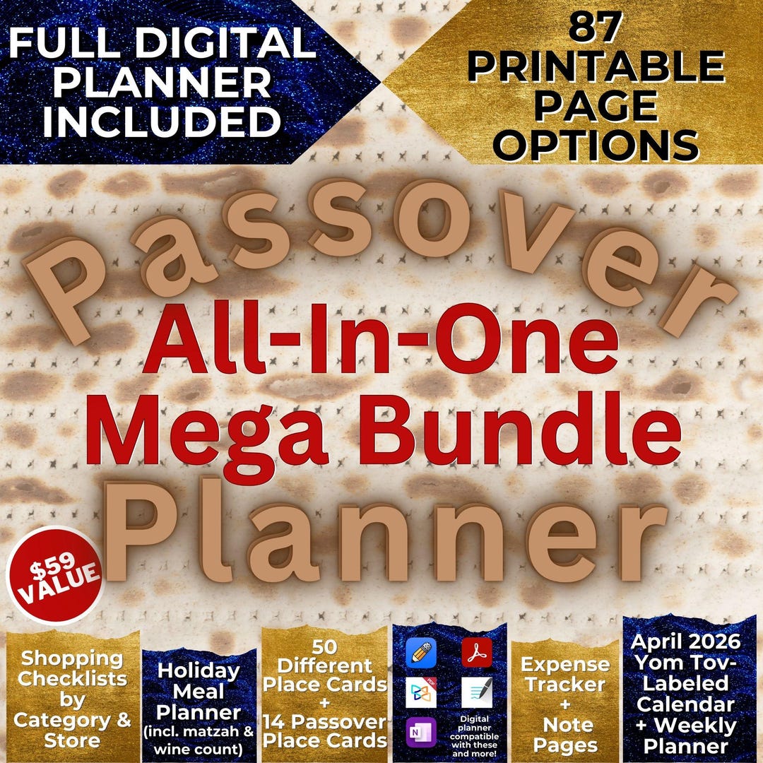 Passover Planner Mega Bundle 2026 Instant Download Digital Printable ...