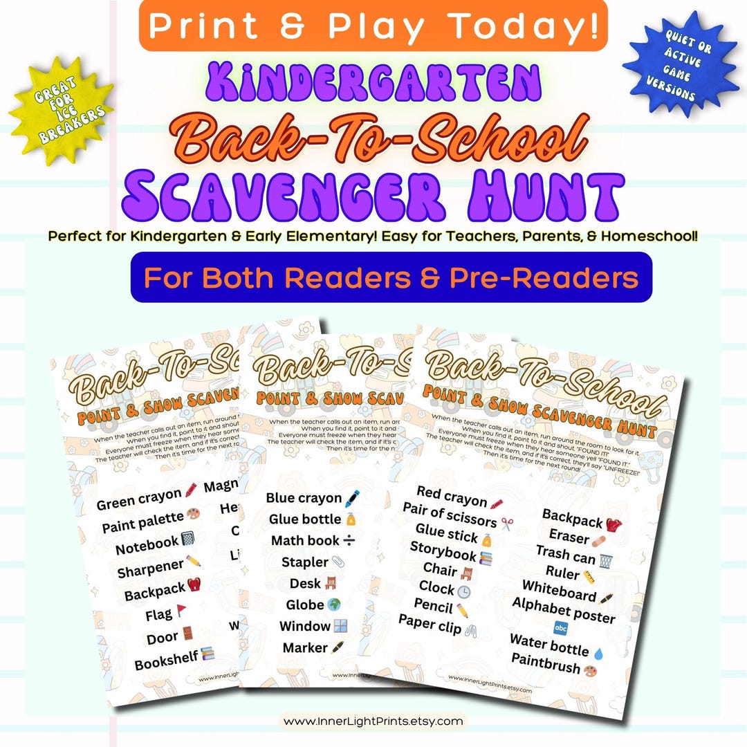 Kindergarten Back to School Scavenger Hunt Game Classroom Icebreaker ...