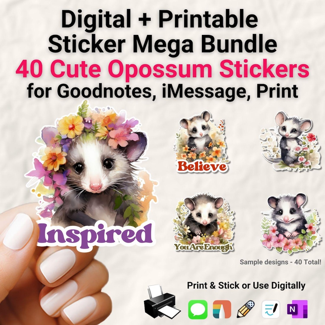 3in Opossum Stickers Mega Bundle 40 Printable + Digital PNG for ...