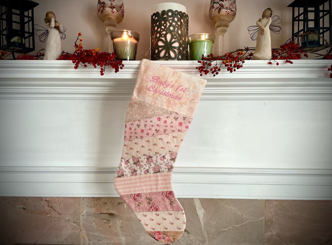 Baby's 1st Christmas Stocking, First Stocking, Baby Girl Christmas ...