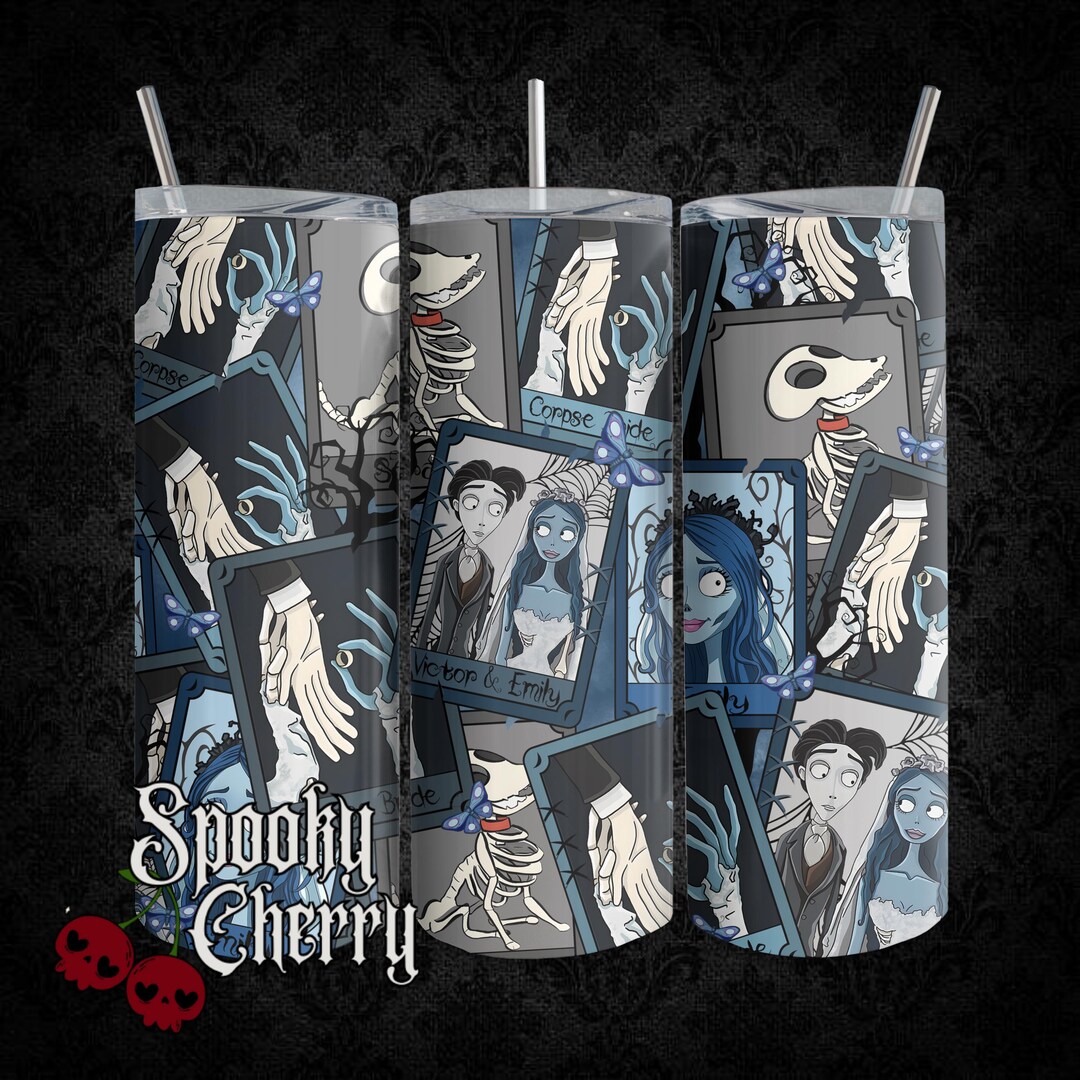 20 Oz Corpse Bride Victor and Emily, Skeleton Love Story Horror Skinny ...