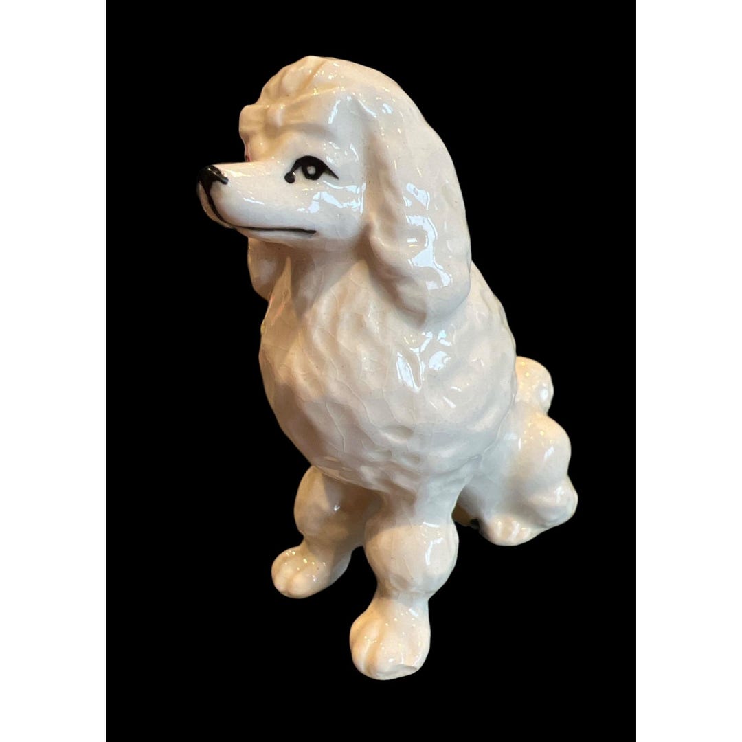 Vintage Porcelain Poodle Figure Sitting Unbranded, MCM Dog Lovers ...
