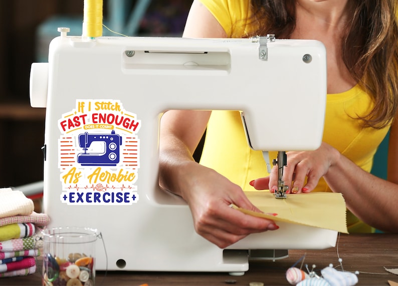 Craft Sticker for Quilt Lover Gift Laptop Sticker Funny Sewing Machine ...