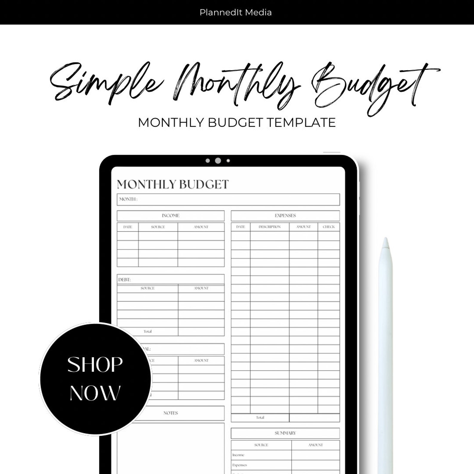 Simple Monthly Budget Template, Budget Tracker, Budget Template ...