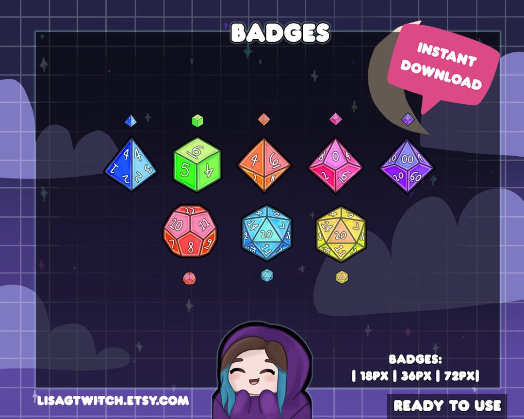 Dnd Dice Badges | Bit Badges | Sub Badges for Twitch, Youtube, Discord ...